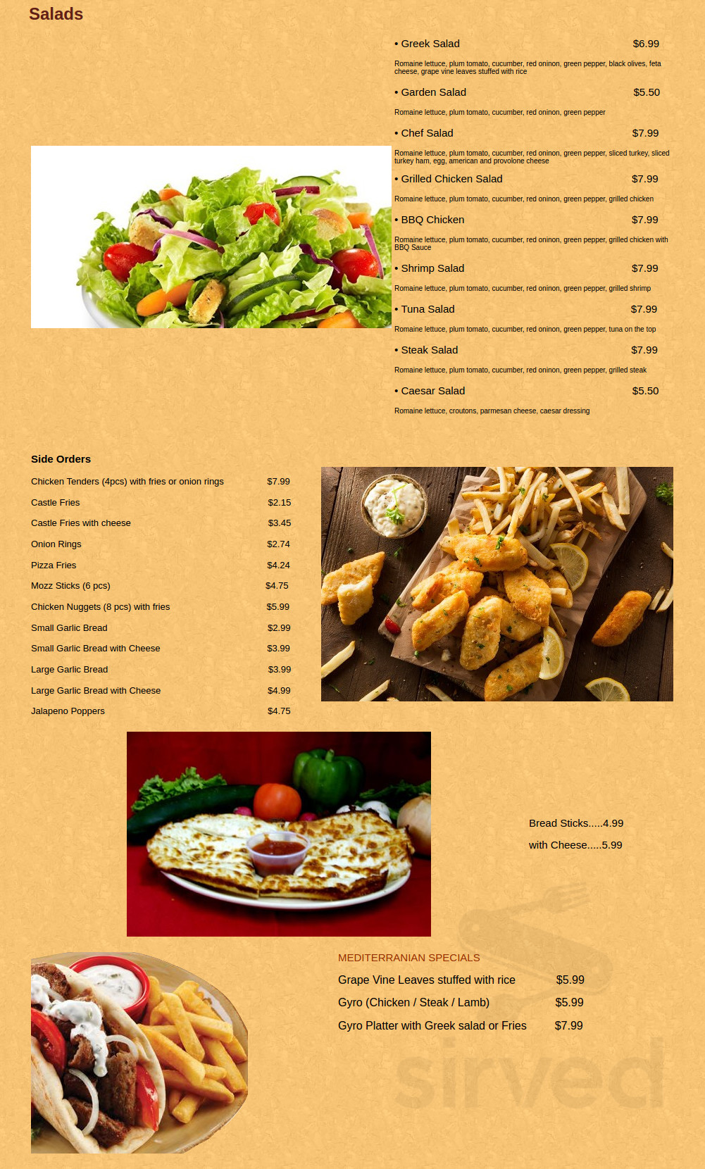 Menu - Silver Spring MD's Pizza Castle | Sirved