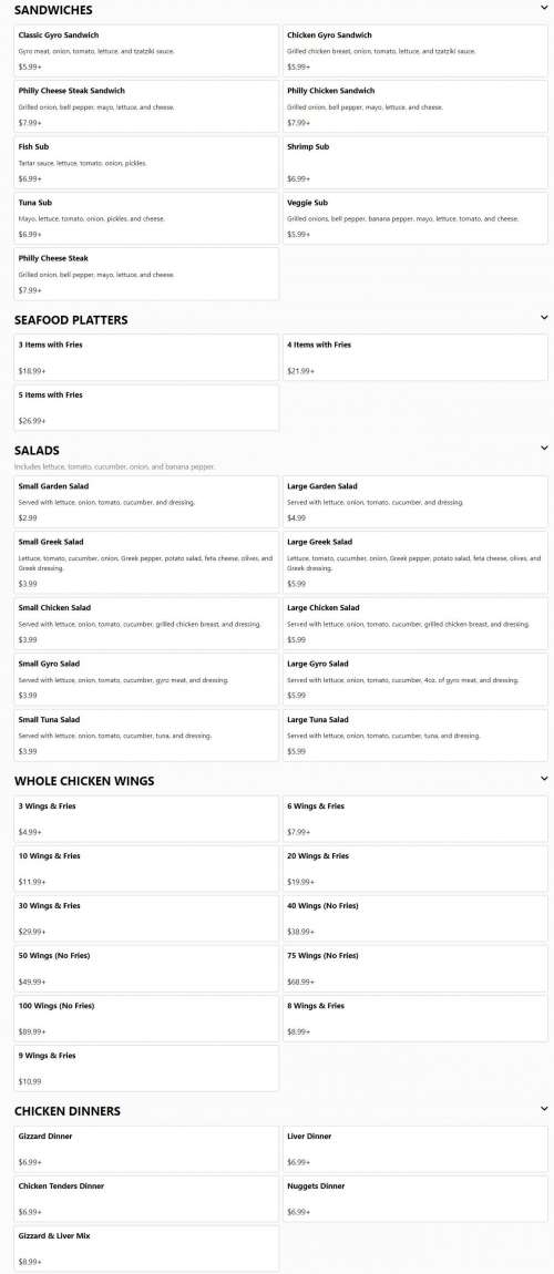 Mr.Snappers menu in Orlando, Florida, USA