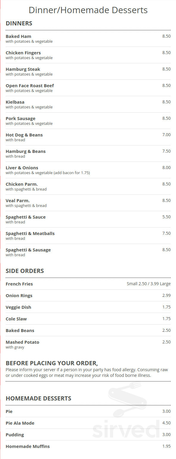 Little George's Restaurant menu in West Springfield, Massachusetts, USA