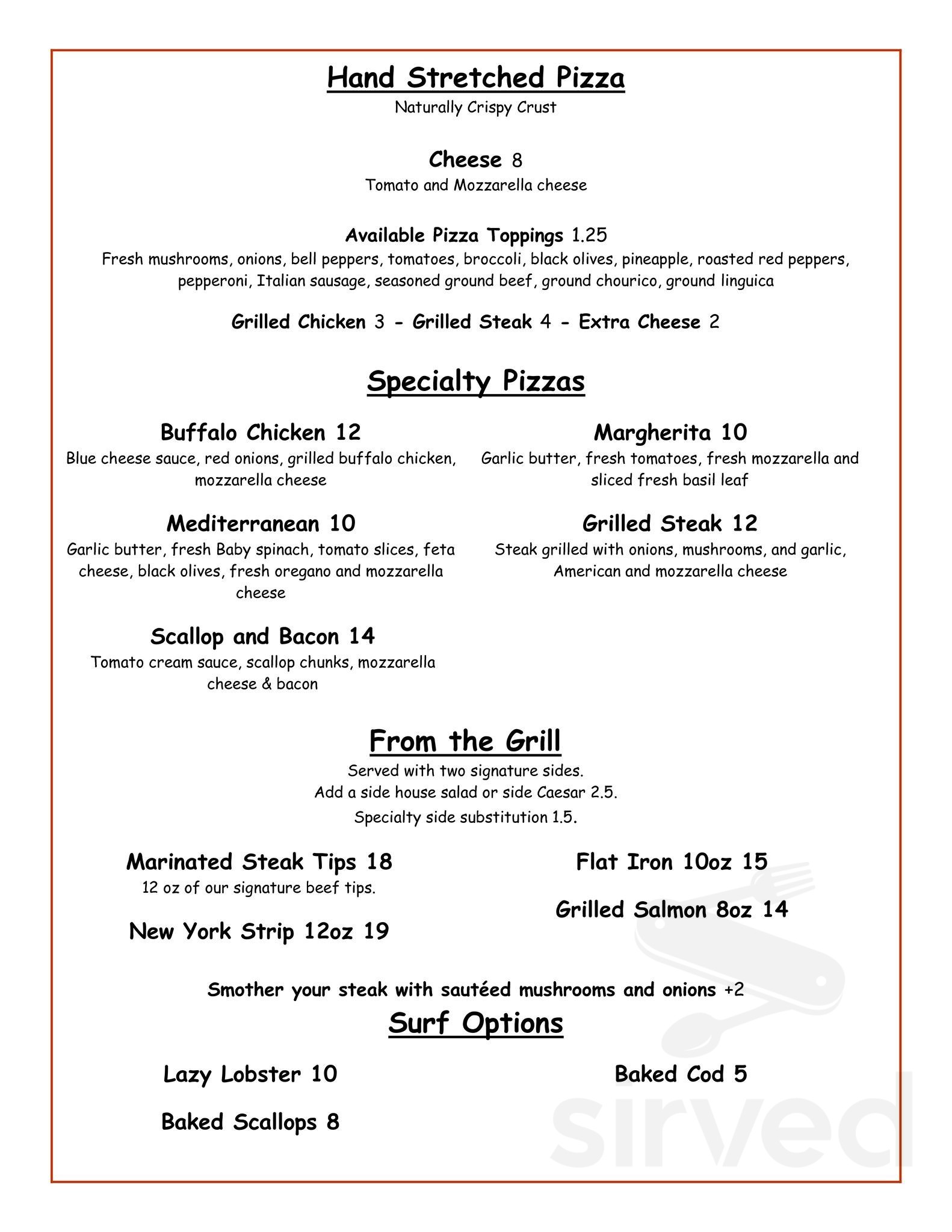 Bridge View Grill menus in Bourne, Massachusetts, United States