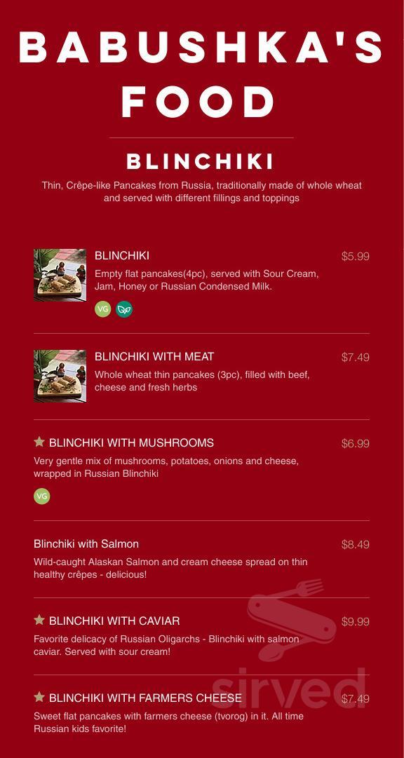 Babushka's - Temple Terrace menu in Temple Terrace, Florida, USA