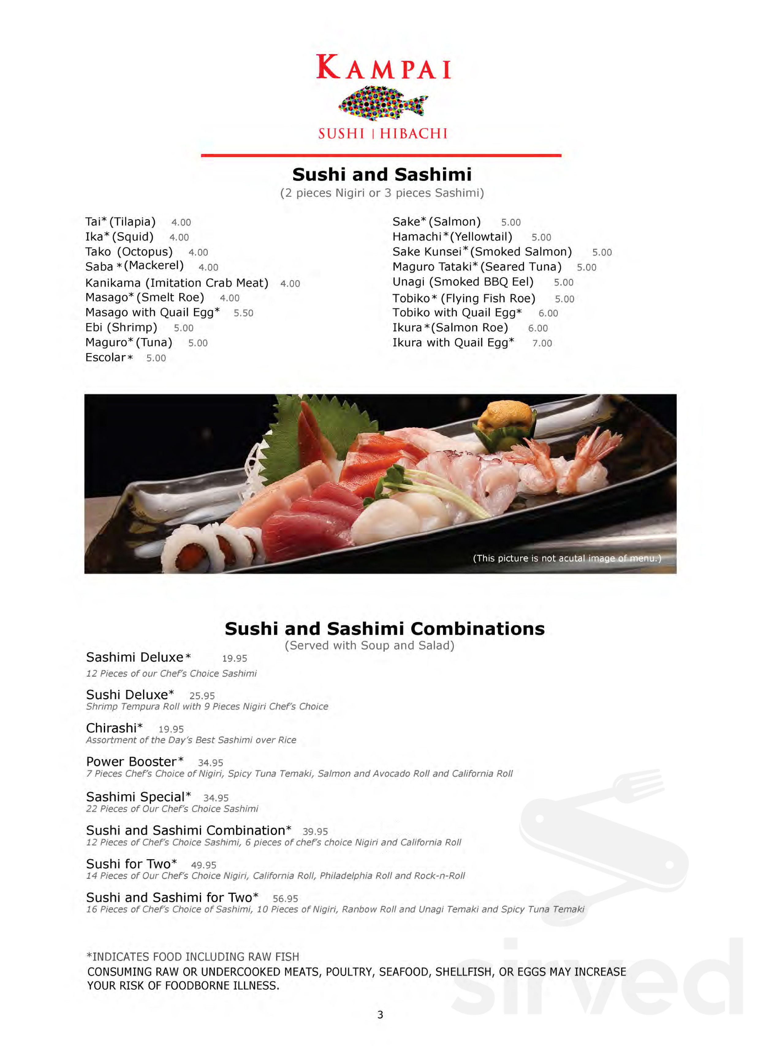 Kampai Sushi & Hibachi menu in Lawrenceville, Georgia, USA