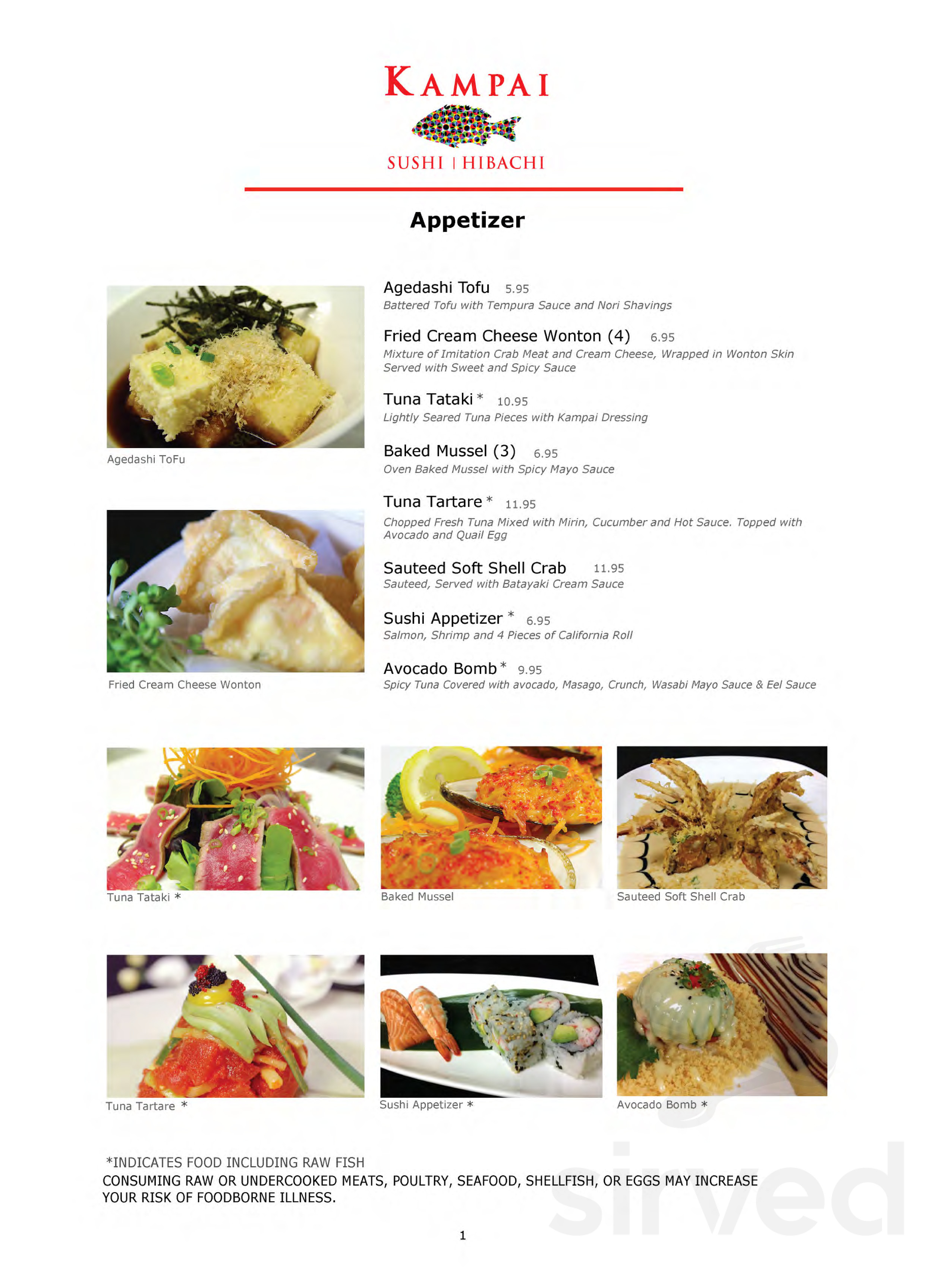 Kampai Sushi & Hibachi menu in Lawrenceville, Georgia, USA