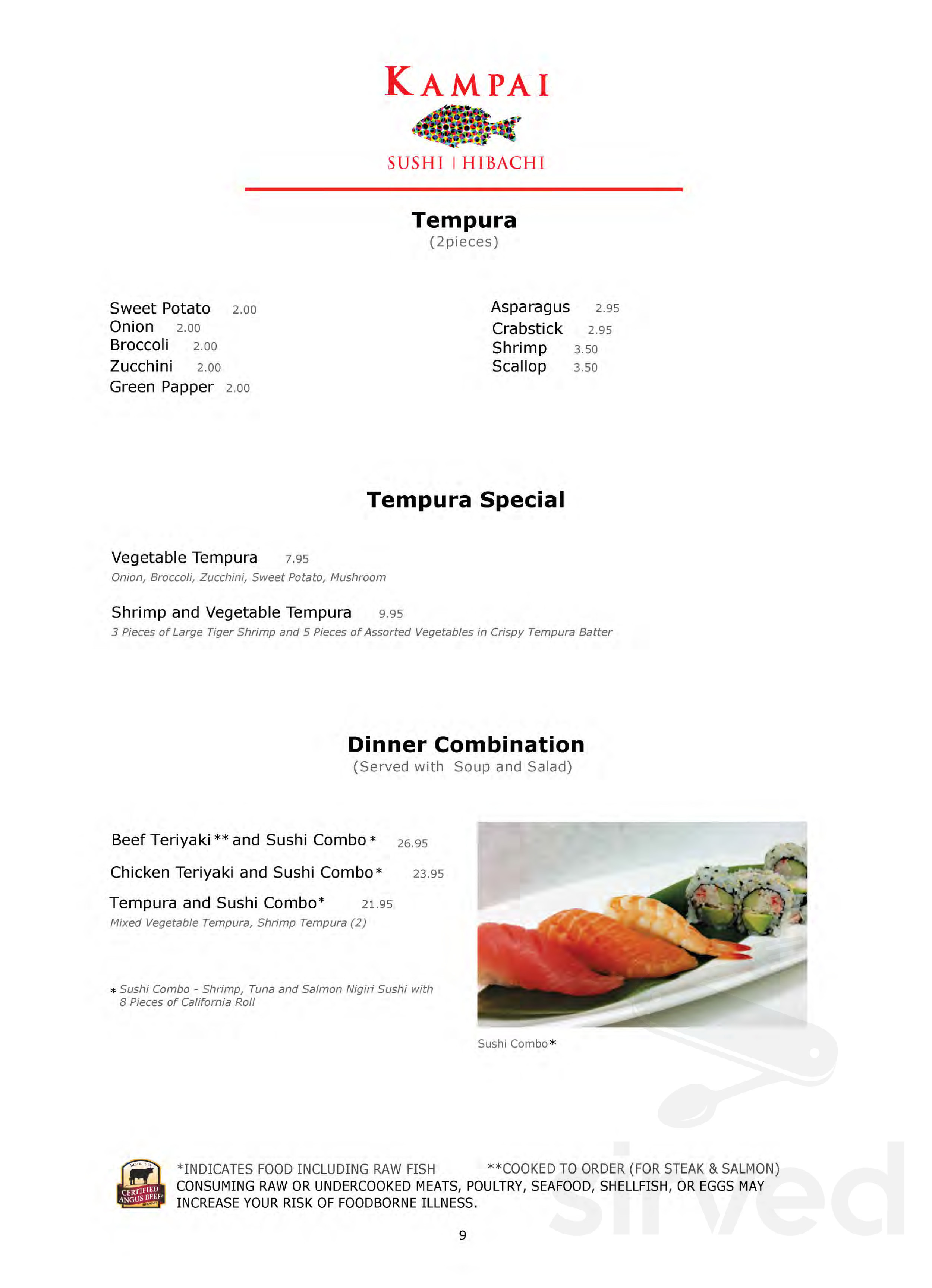 Kampai Sushi & Hibachi menu in Lawrenceville, Georgia, USA