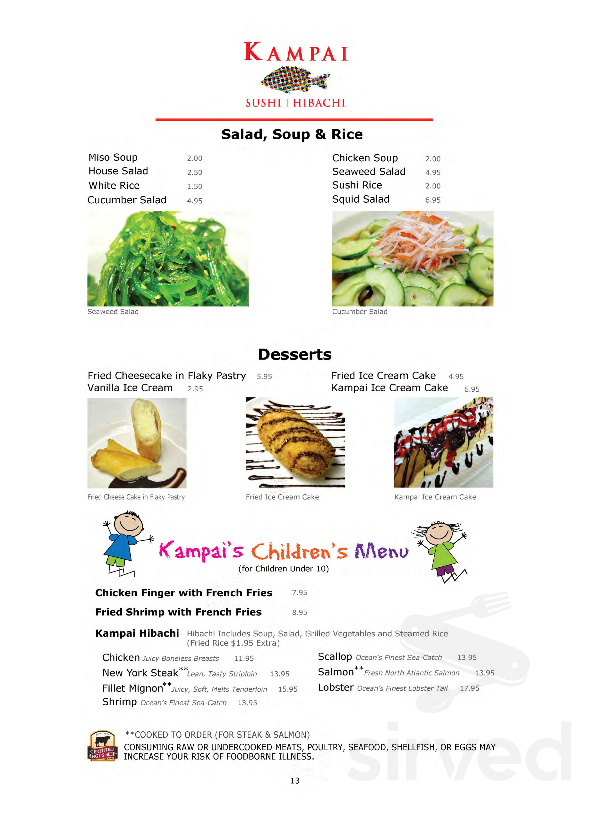 Kampai Sushi & Hibachi menu in Lawrenceville, Georgia, USA