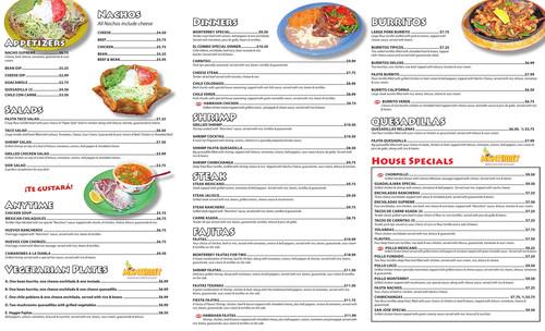 Monterrey Mexican Restaurant menu in West Des Moines, Iowa, USA