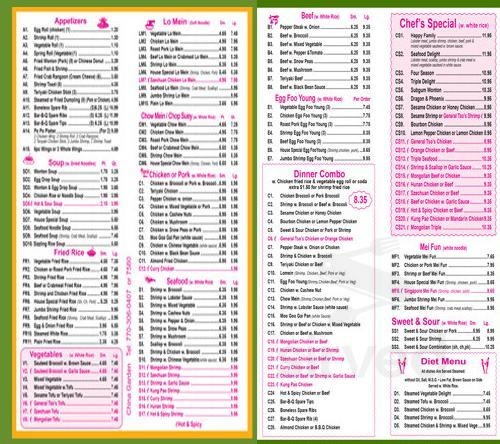 China Garden menu in Union City, Georgia, USA