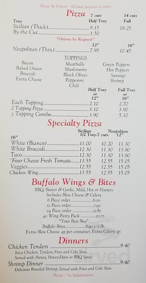 Pizza L'Oven menu in Hanover, Pennsylvania, USA