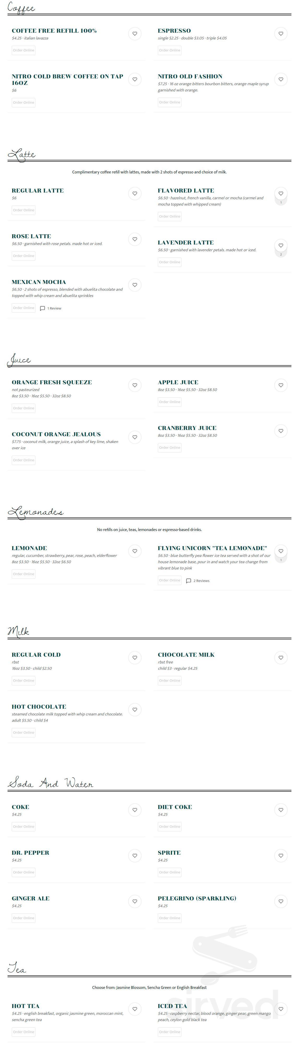 Toast Kitchen and Bar- Brea menu in Brea, California, USA
