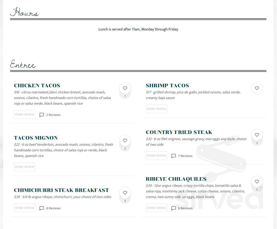 Menu for Toast Kitchen and Bar- Brea in Brea, CA | Sirved