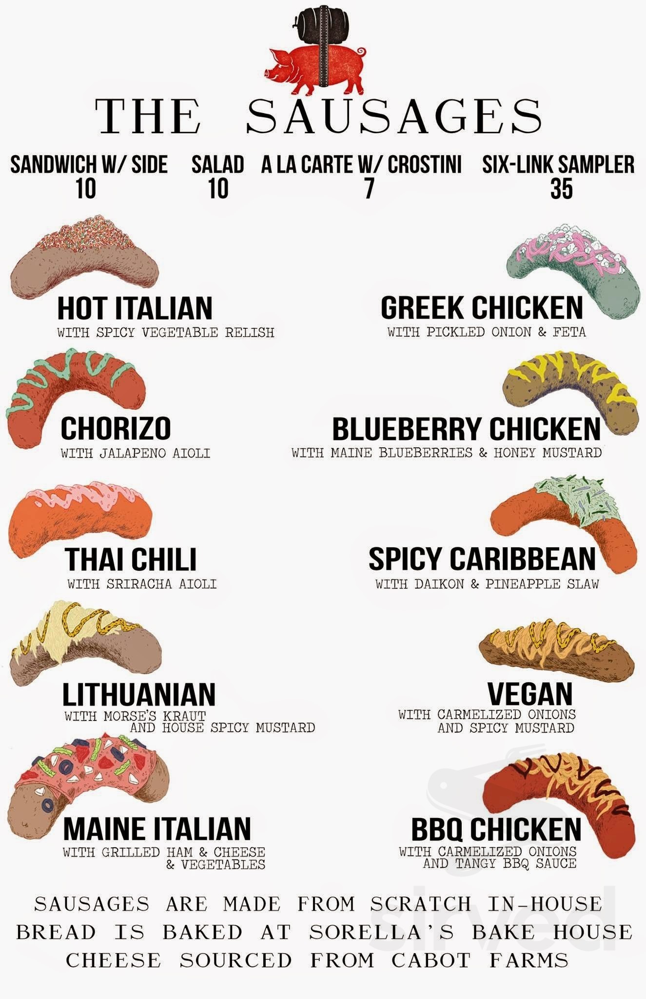 The Thirsty Pig menu in Portland, Maine, USA