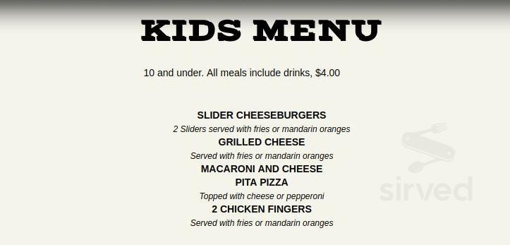 Chuggers Bar & Grill menu in Streetsboro, Ohio, USA