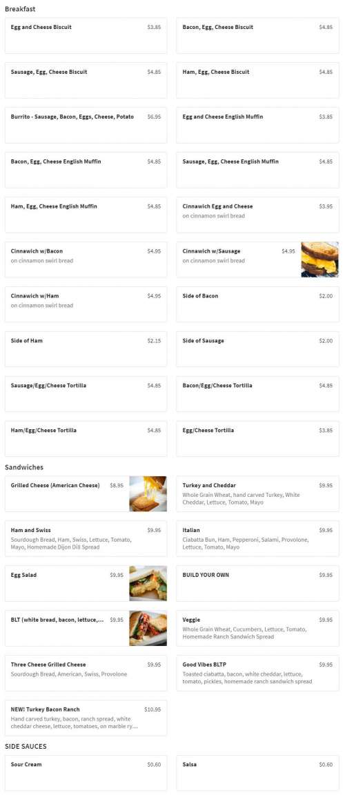 Good Vibes Cafe menu in Solon, Iowa, USA