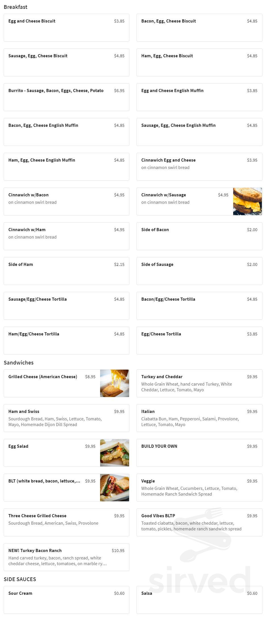 Good Vibes Cafe menu in Solon, Iowa, USA