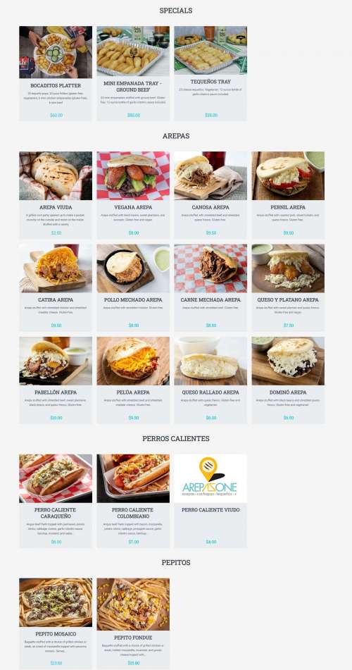 Mosaico by Arepa Zone menu in Washington, Washington D.C, USA