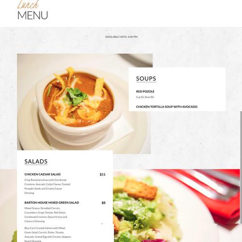 The Barton House of Salado menu in Salado, Texas, USA