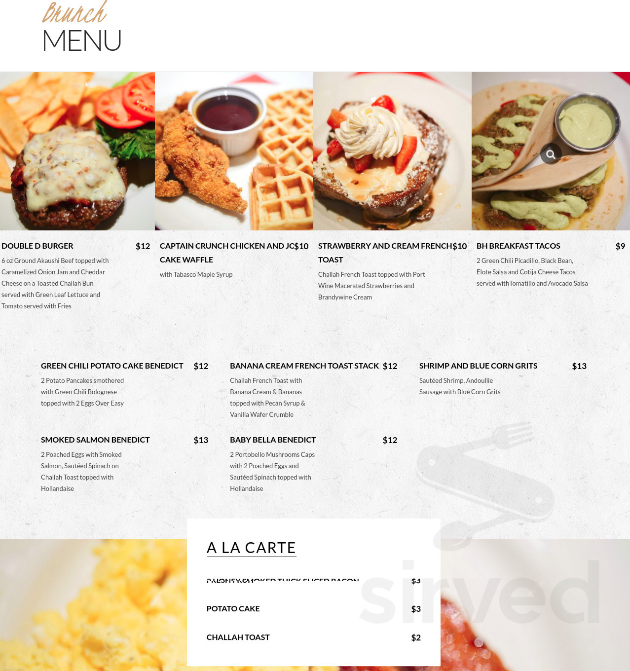 The Barton House of Salado menu in Salado, Texas, USA