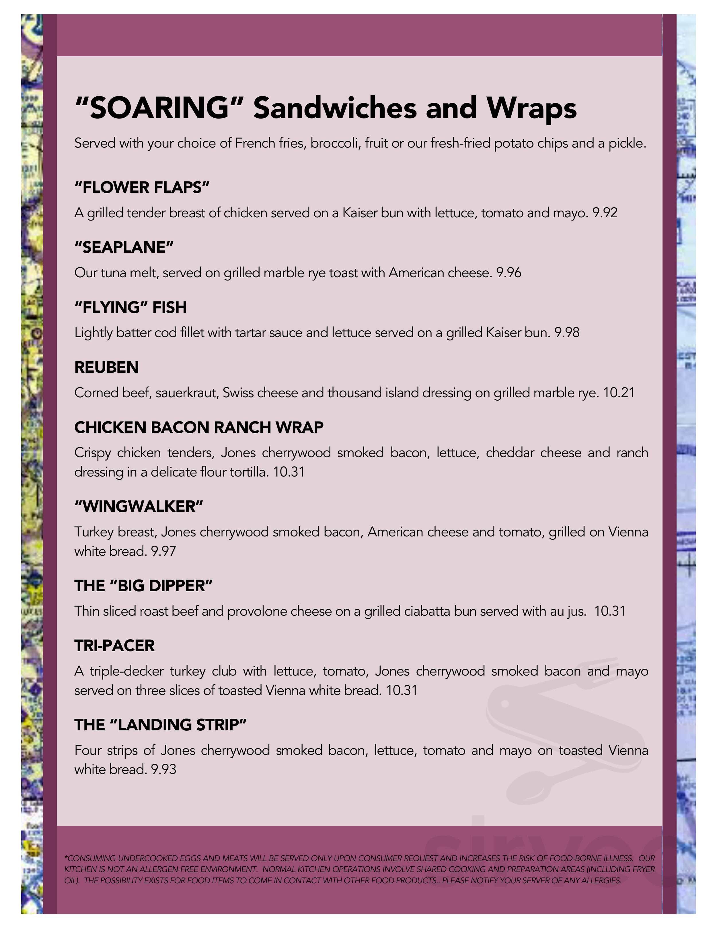 Pat O'Malley's Jet Room menus in Madison, Wisconsin, United States