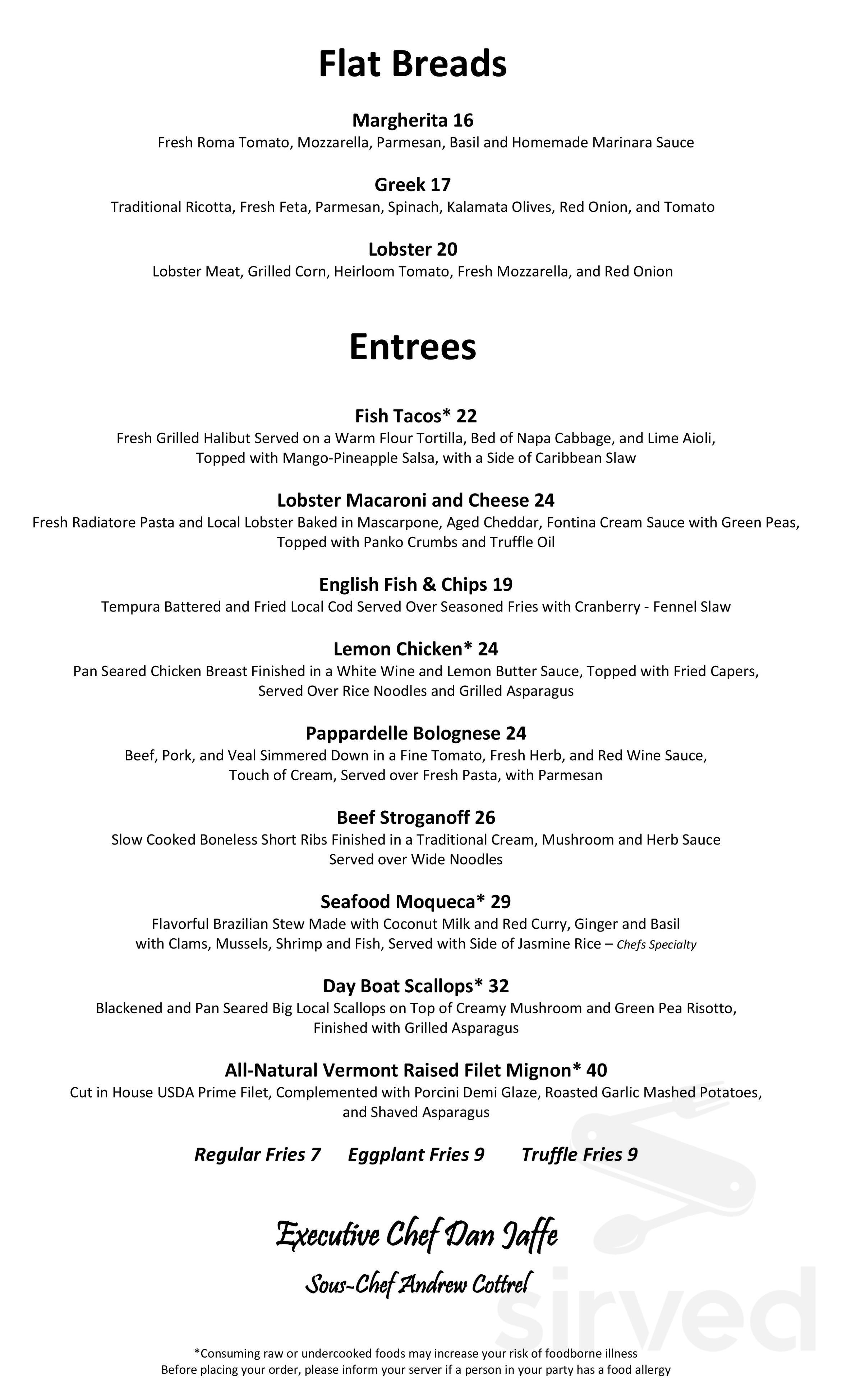 Pilgrim House & Landing Restaurant menus in Provincetown, Massachusetts ...