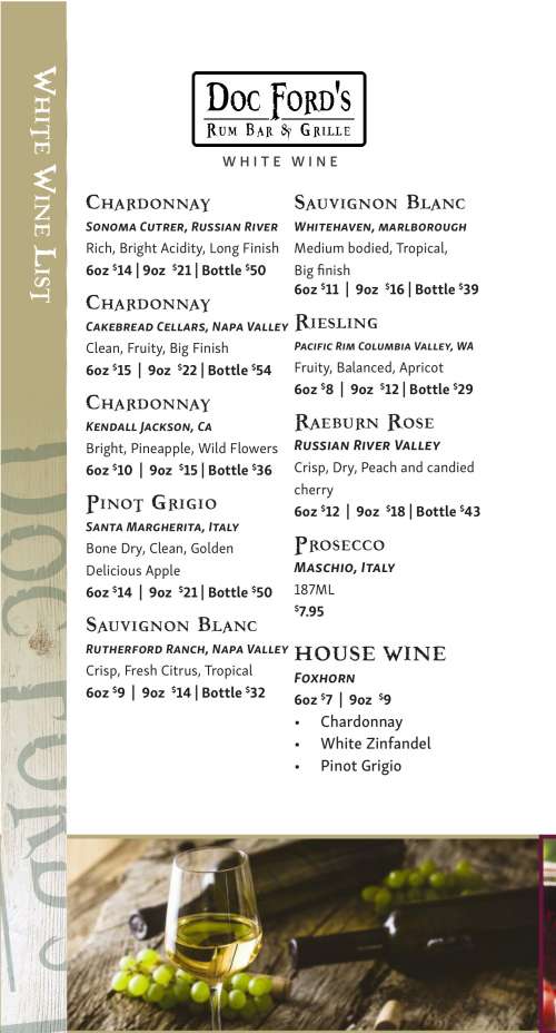 Doc Ford's Rum Bar & Grille - Captiva Island menu in Captiva, Florida, USA