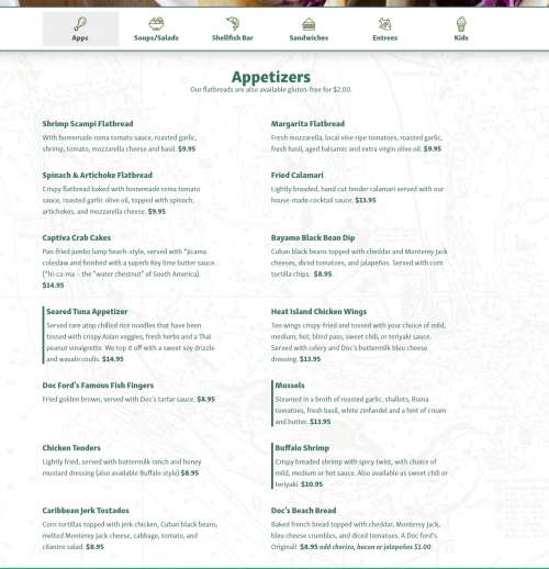 Doc Ford's Rum Bar & Grille - Captiva Island menu in Captiva, Florida, USA