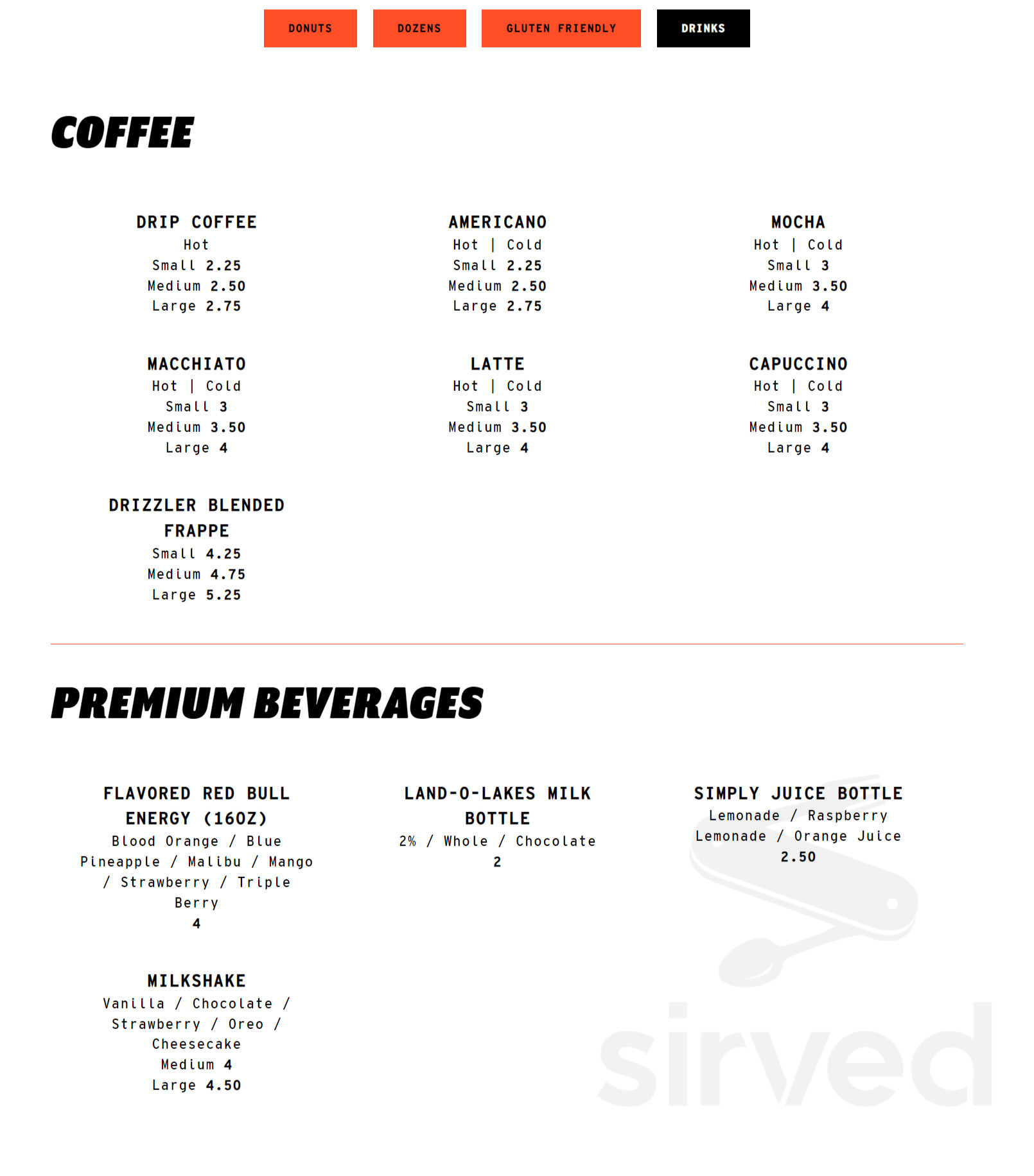 Drizzle Donut Co menu in Queen Creek, Arizona, USA