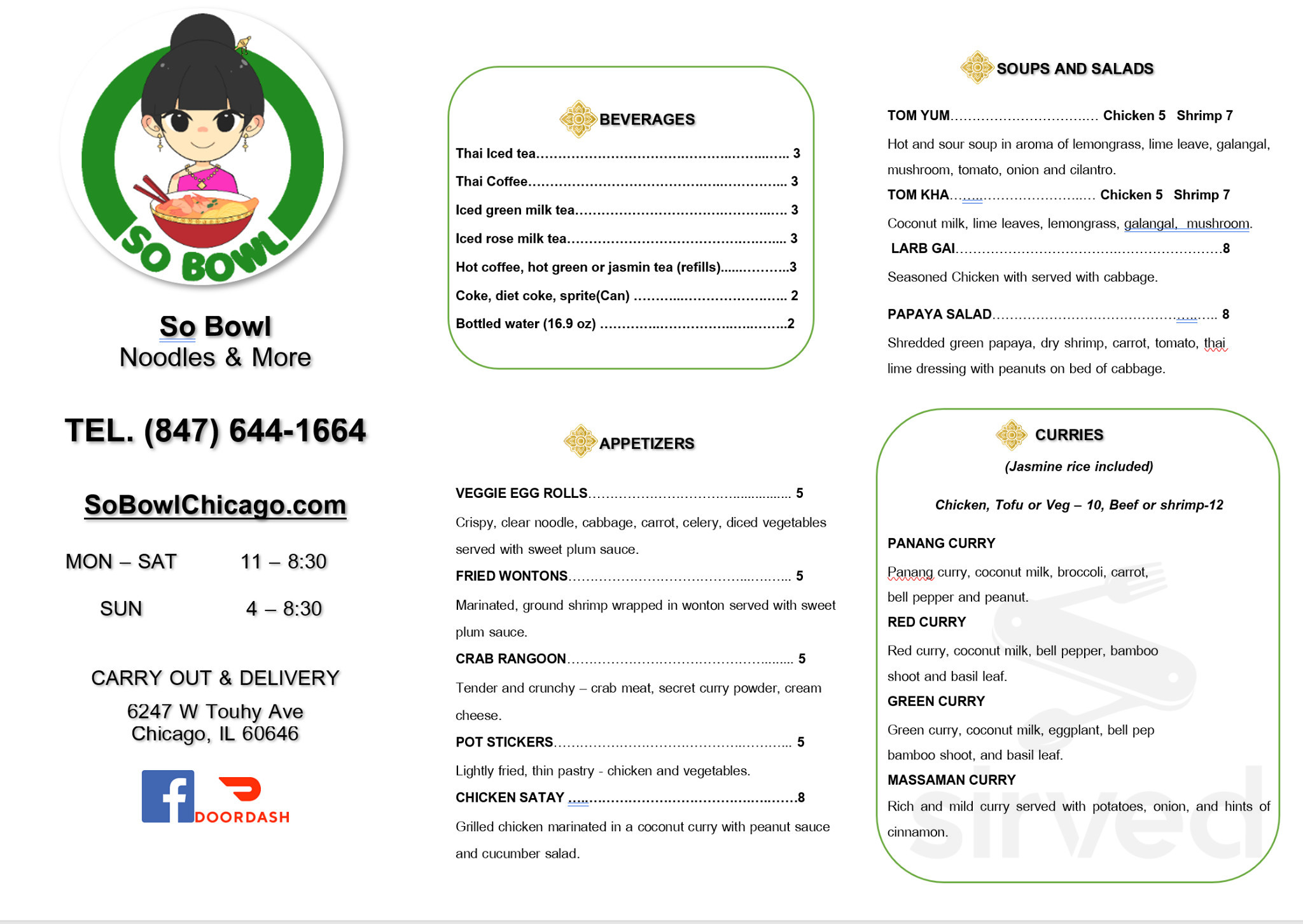 Menu - Chicago IL's So Bowl | Sirved