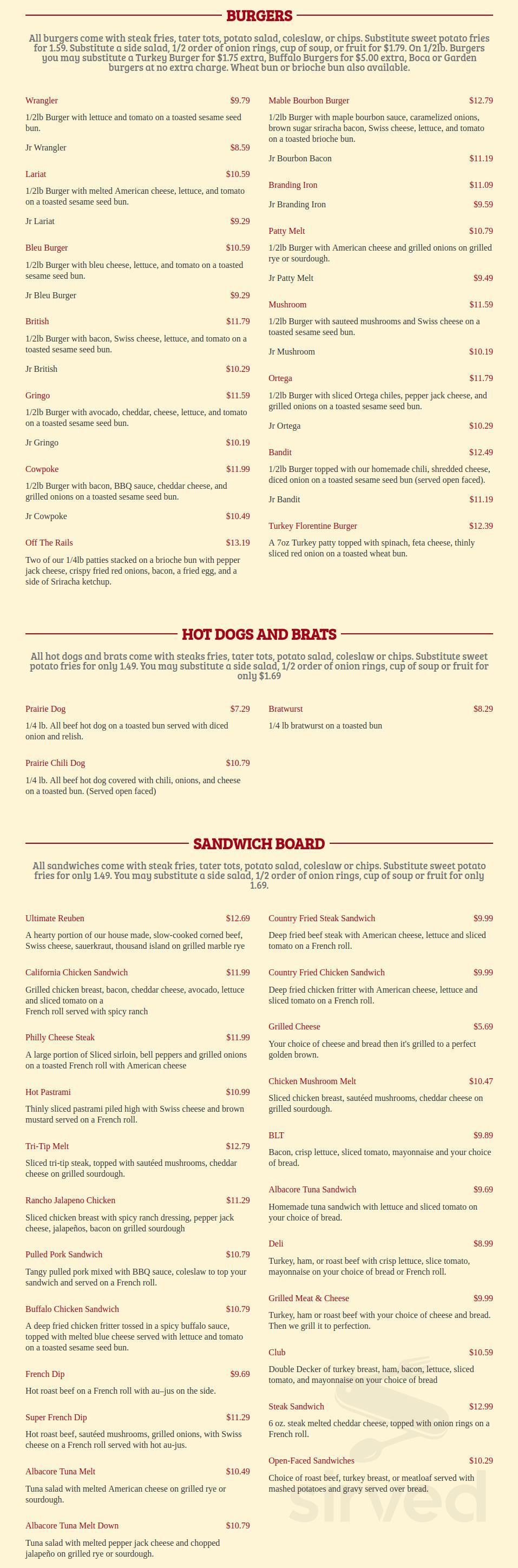 Menu - Poway CA's Hamburger Factory Family Restaurant | Sirved