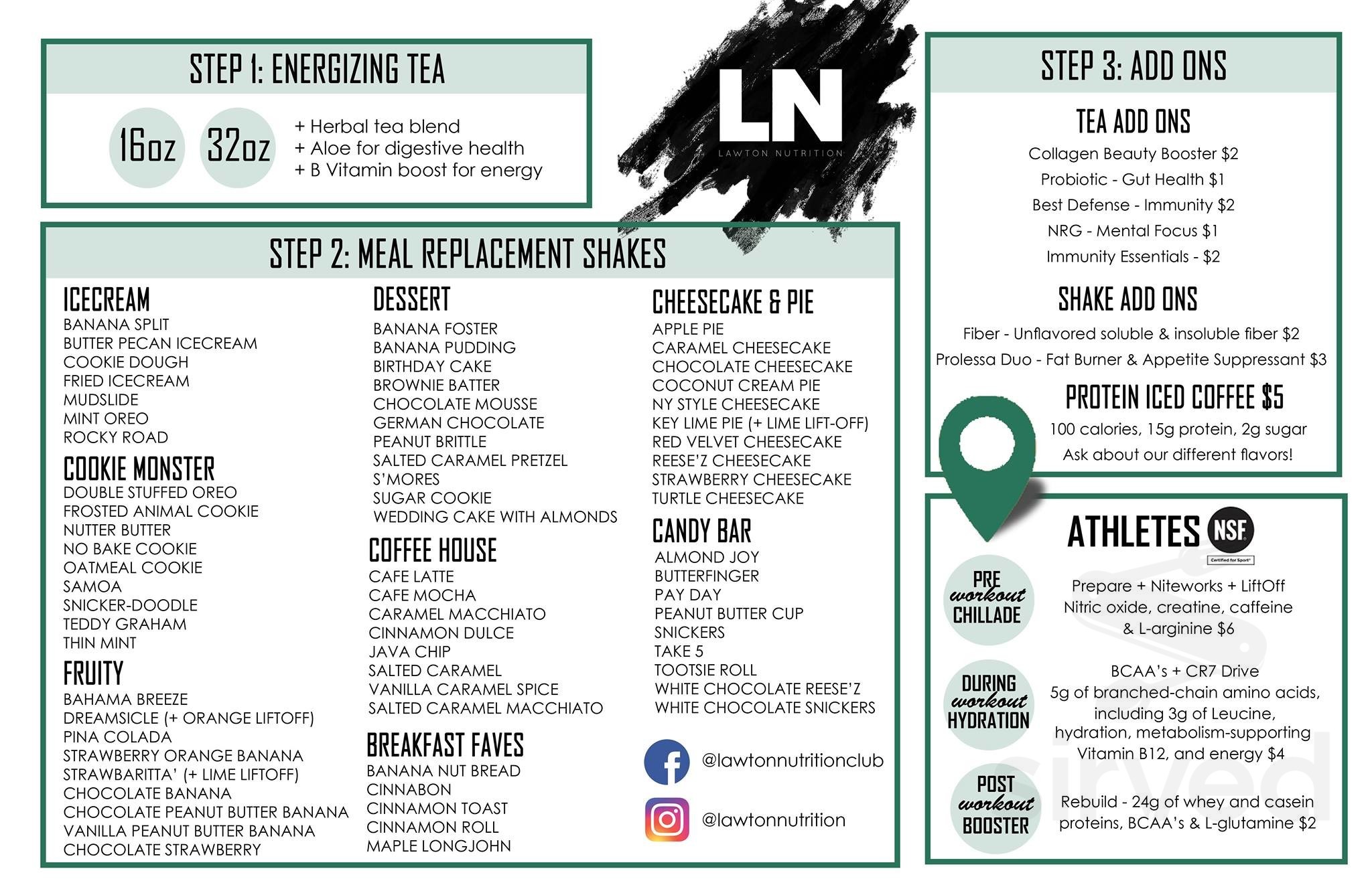 Lawton Nutrition menu in Lawton, Oklahoma, USA