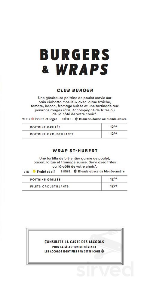 Menu - Laval QC's St-Hubert Express | Sirved