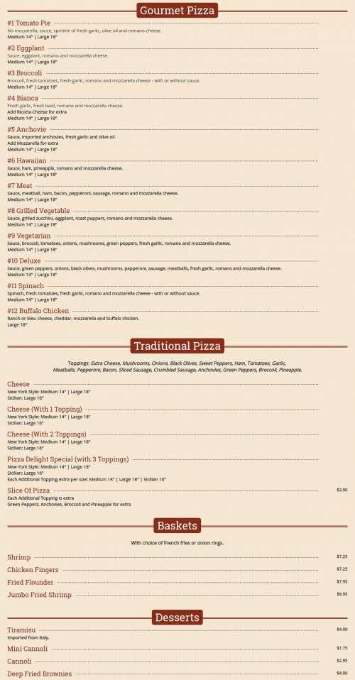Pizza Delight By Giacomo menu in Dover, Delaware, USA