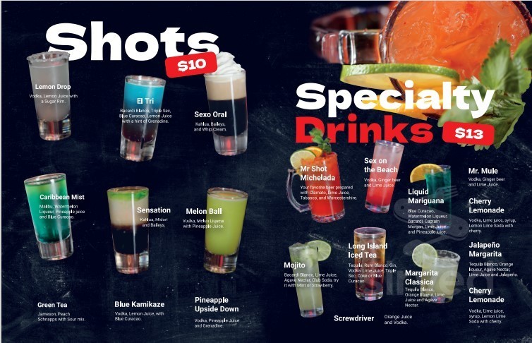 Mr Shot Cantina menu in Winter Garden, Florida, USA