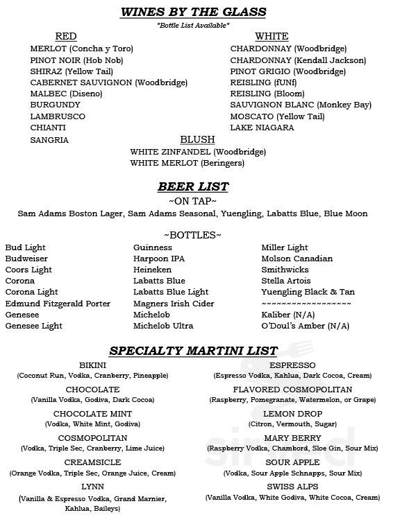 The Johnson House menu in Churchville, New York, USA