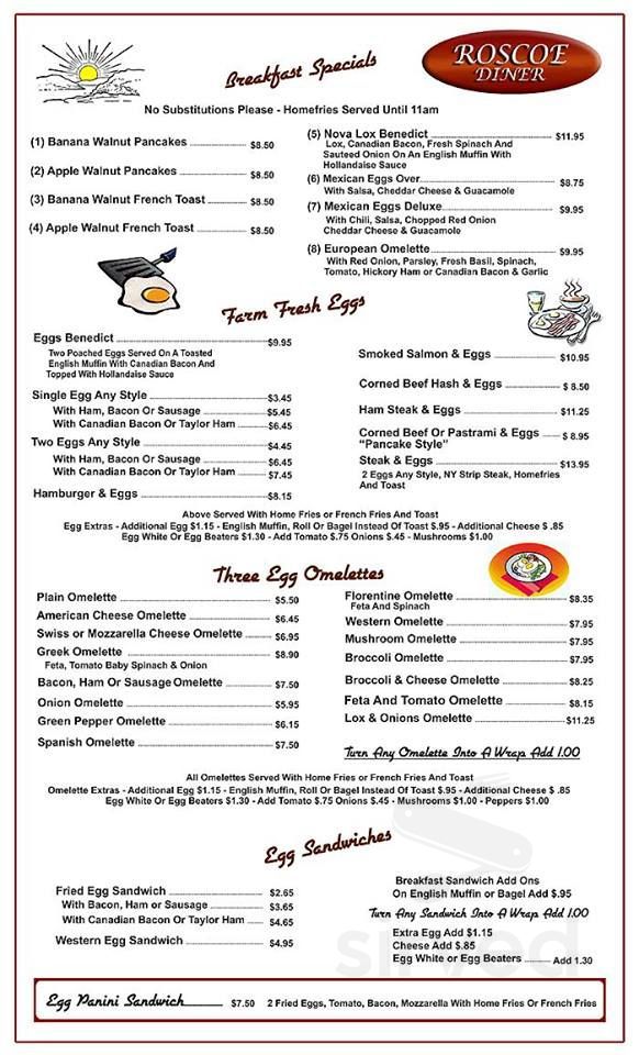 Roscoe Diner menu in Roscoe, New York, USA