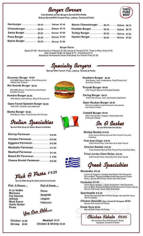 Menu - Roscoe NY's Roscoe Diner | Sirved