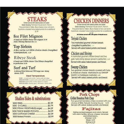 Shallo's Antique Restaurant & Brewhaus menu in Indianapolis, Indiana, USA