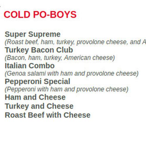Po-Boy Express menu in Ocean Springs, Mississippi, USA