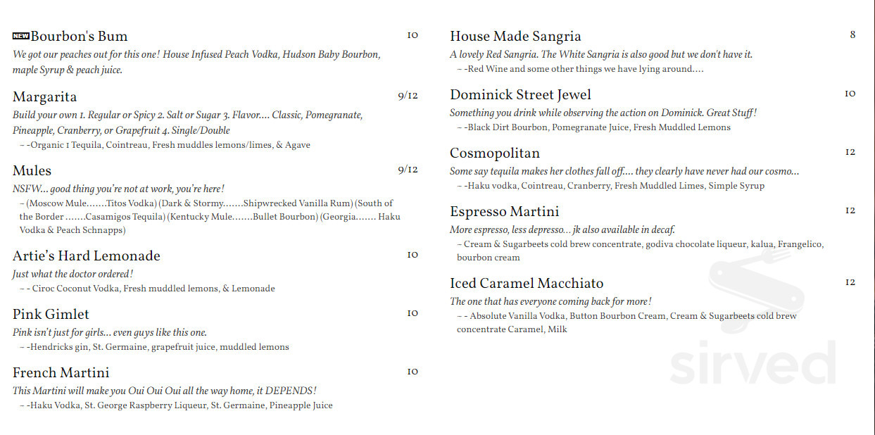 Menu - Rome NY's Sugarbeets | Sirved