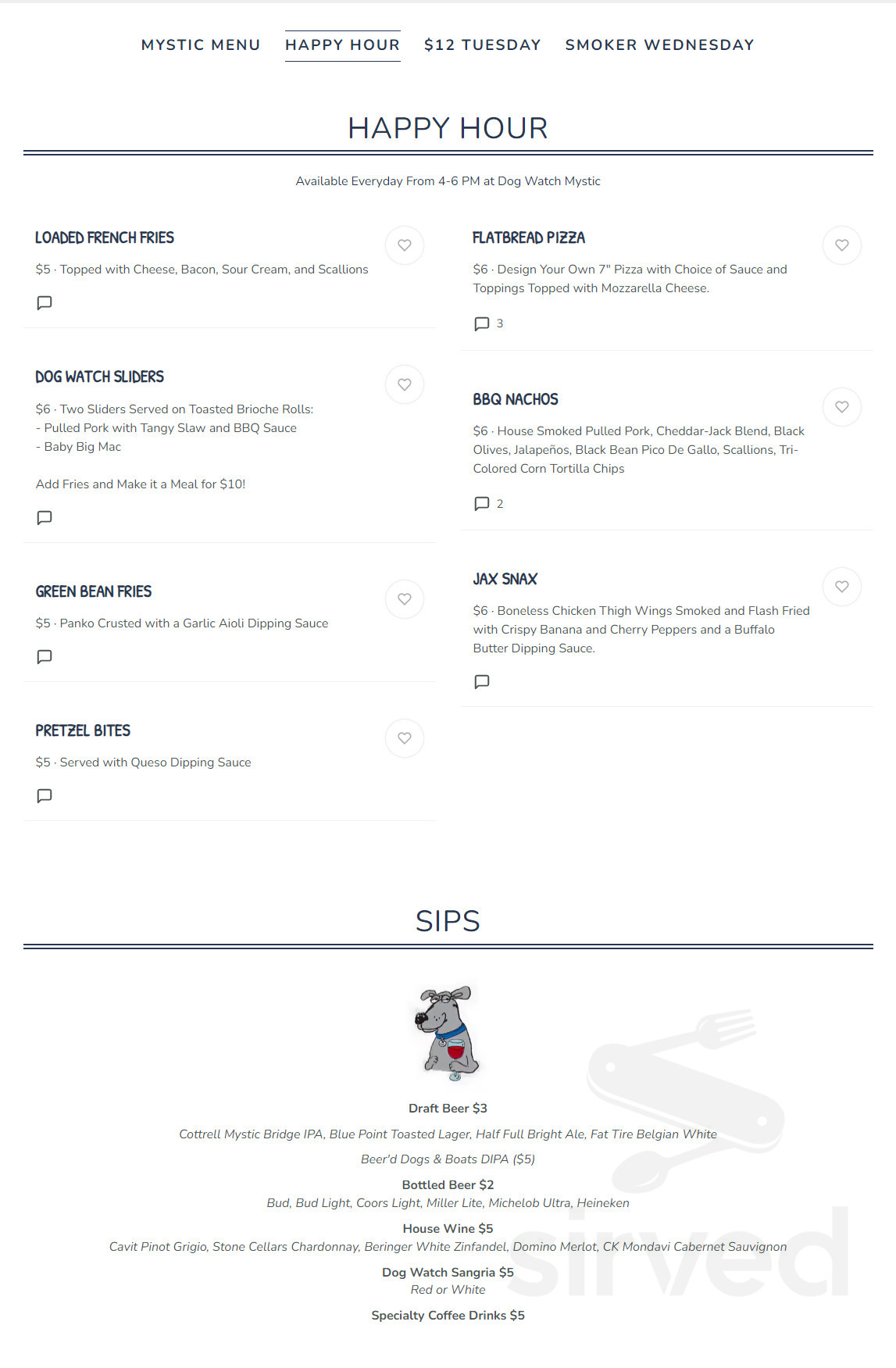 Dog Watch Mystic menu in Mystic, Connecticut, USA