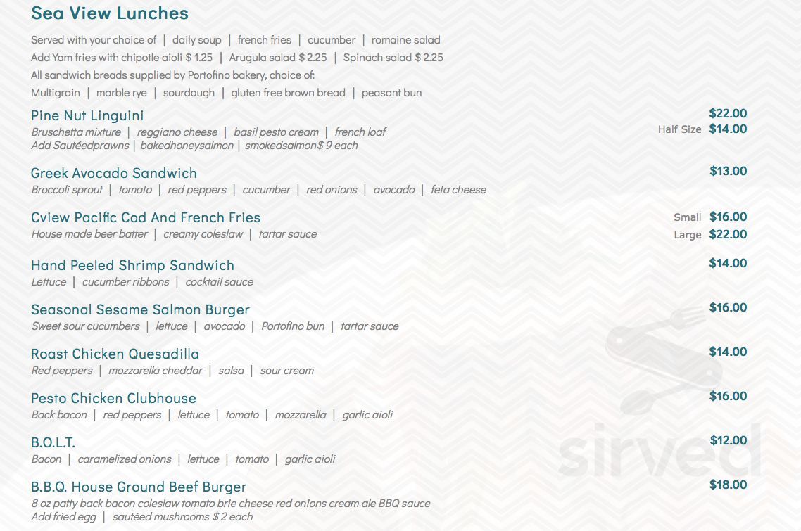 Qualicum Beach Inn menu in Qualicum Beach, British Columbia, Canada