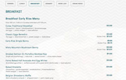 Qualicum Beach Inn menu in Qualicum Beach, British Columbia, Canada