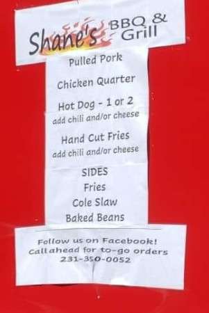 Shane's BBQ & Grill menu in Alden, Michigan, USA