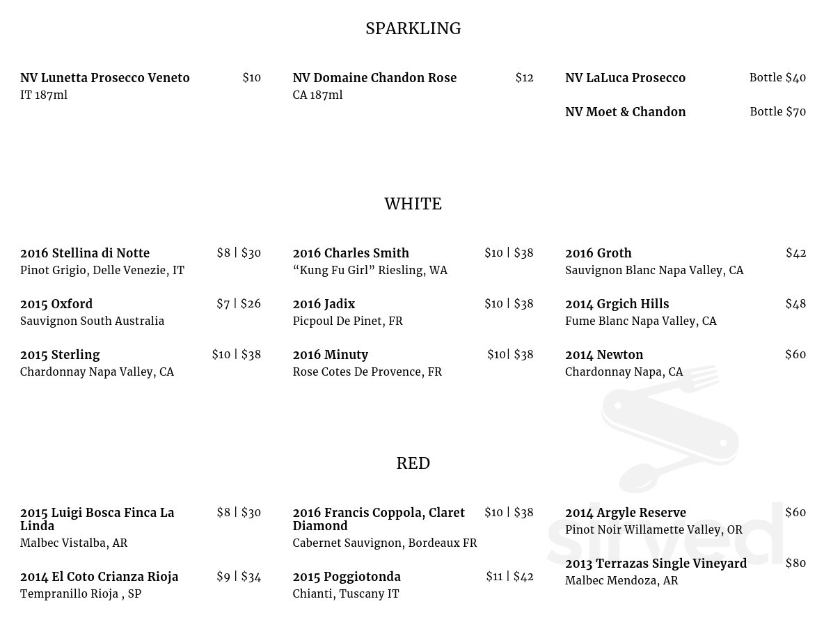 Carrie Nation Cocktail Club menu in Boston, Massachusetts, USA
