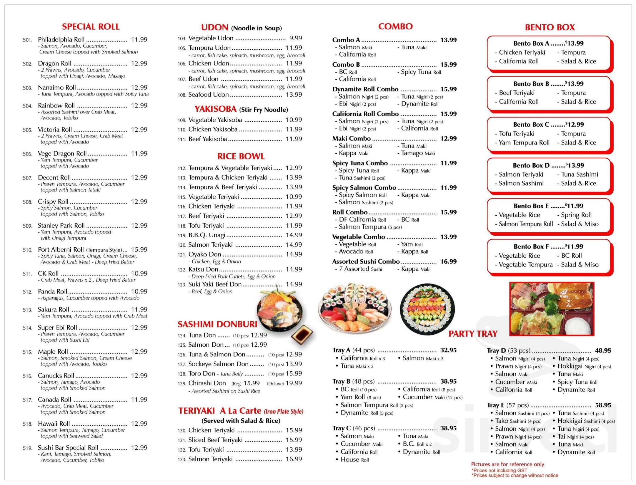 Port Sports Pub menu in Port Alberni, British Columbia, Canada