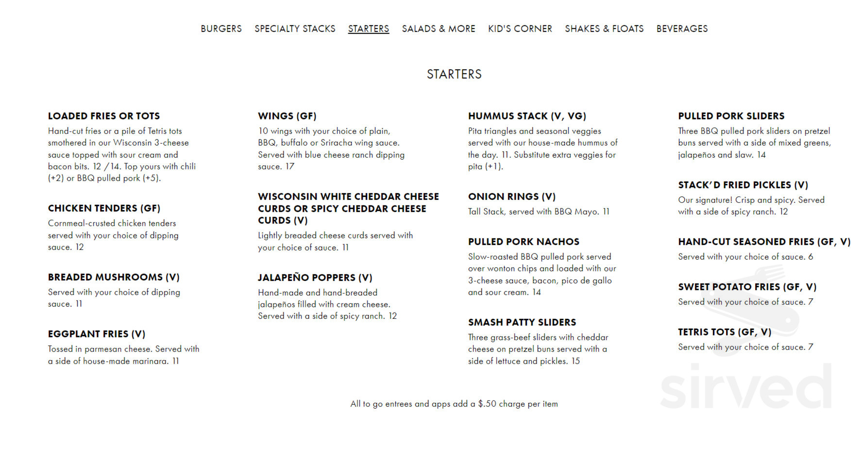 Menu - Milwaukee WI's Stack'd Burger Bar | Sirved