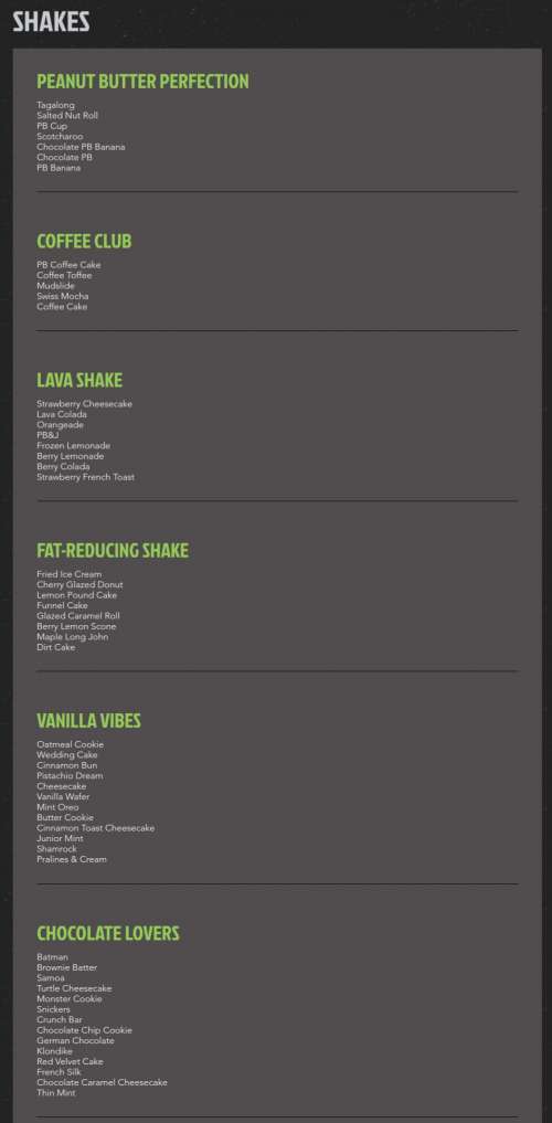 Nutrition Cave menu in Woodbury, Minnesota, USA