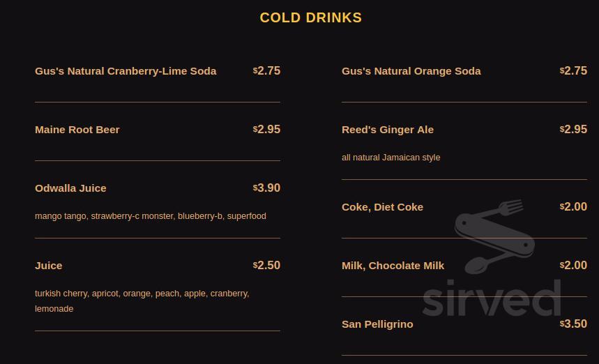 Tuckerbox menu in White River Junction, Vermont, USA