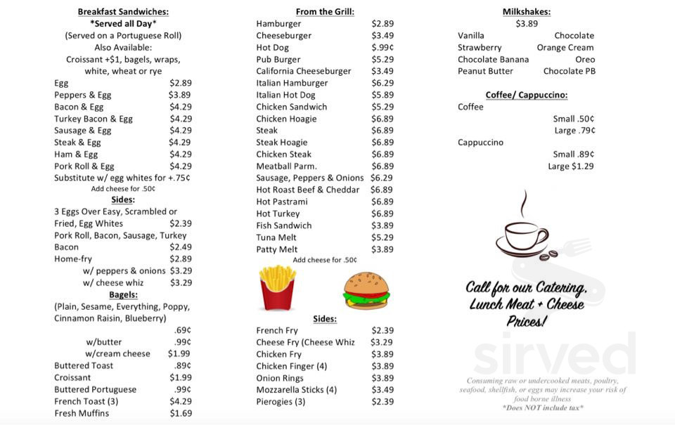 Menu for Noto's Deli in Easton, PA | Sirved