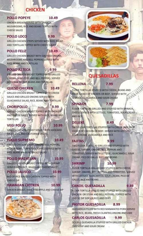 Candiles Mexican Restaurant menu in Augusta, Kansas, USA