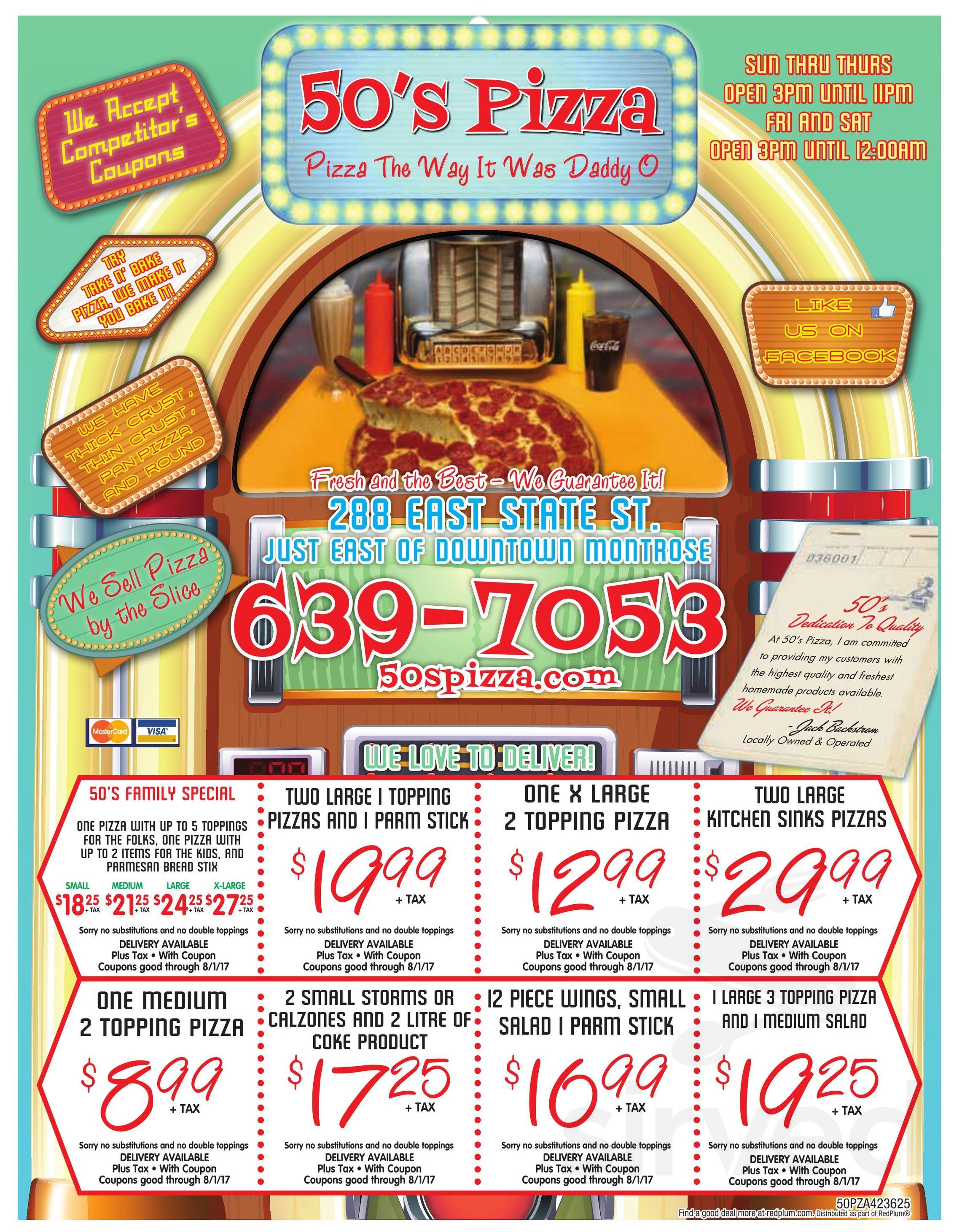 50'S Pizza menu in Montrose, Michigan, USA